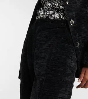 GANNI High-rise Wide-leg Chenille Pants