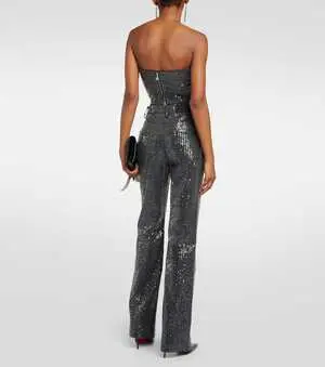 ROTATE BY BIRGER CHRISTENSEN Twill Sequined Tube Top
