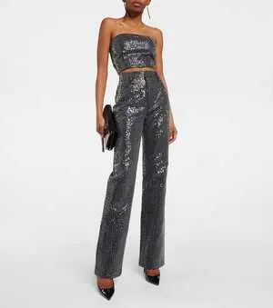 ROTATE BY BIRGER CHRISTENSEN Twill Sequined Tube Top