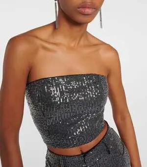 ROTATE BY BIRGER CHRISTENSEN Twill Sequined Tube Top