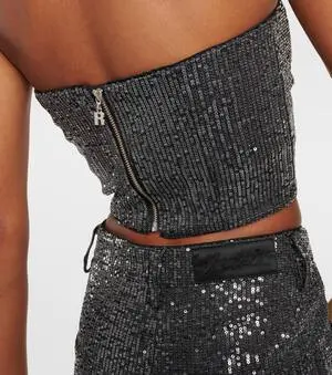 ROTATE BY BIRGER CHRISTENSEN Twill Sequined Tube Top