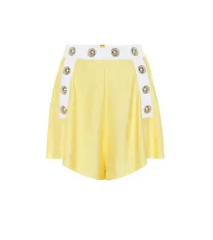 Balmain High-rise Knit Shorts - Yellow