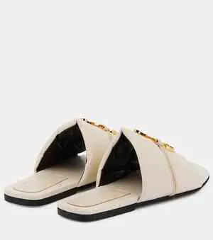 JW Anderson Anchor Leather Slides - Beige