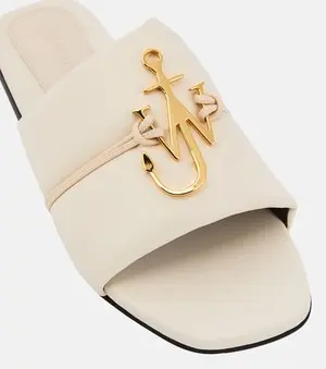 JW Anderson Anchor Leather Slides - Beige
