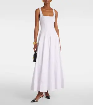 Staud Wells Cotton Poplin Maxi Dress - White