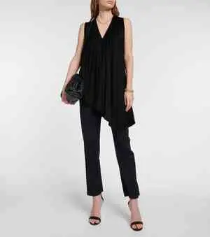 JOSEPH Pleated Asymmetric Satin Top