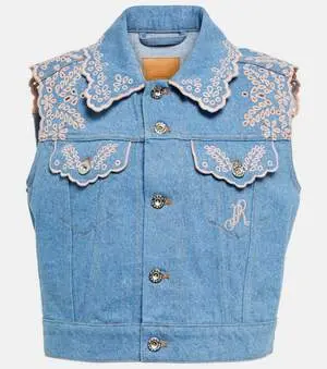 Rabanne Embroidered Denim Vest