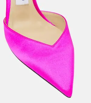 JIMMY CHOO Saeda 100 Embellished Satin Pumps With Buckle-fastening Ankle Strap - Pink