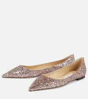 JIMMY CHOO Love Glitter Ballet Flats