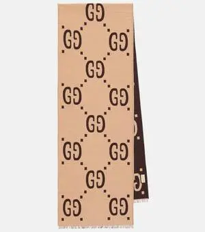 Gucci Gg Jacquard Wool And Silk Scarf - Multicoloured