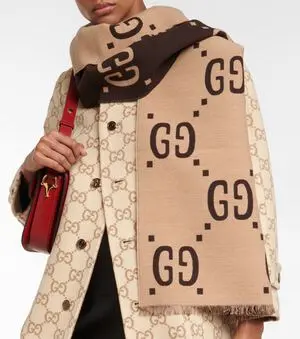 Gucci Gg Jacquard Wool And Silk Scarf