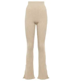 Victoria Beckham Ribbed Wool-blend Flared Pants