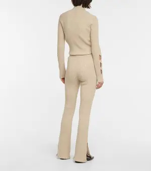 Victoria Beckham Ribbed Wool-blend Flared Pants