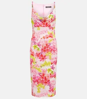 Versace Floral Crepe Midi Dress