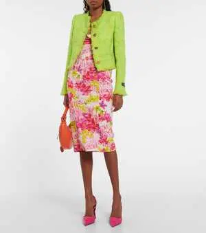 Versace Floral Crepe Midi Dress