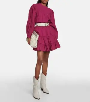 MARANT ETOILE Cotton-blend Mini Skirt With Lace Detailing - Pink