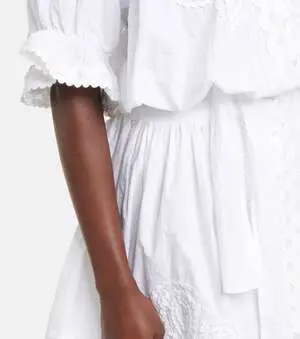 JULIET DUNN Embroidered Cotton Poplin Shirt Dress - White