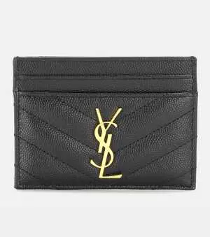 Saint Laurent Monogram Quilted Leather Card Holder - Black