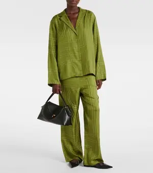 TOTEME Monogram Silk Twill Pajama Shirt