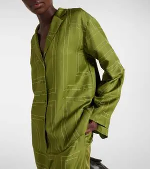 TOTEME Monogram Silk Twill Pajama Shirt
