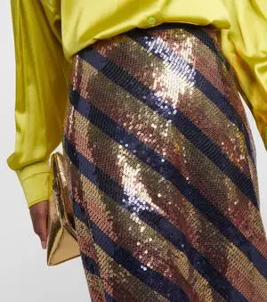 Rixo Kelly Sequined Midi Skirt