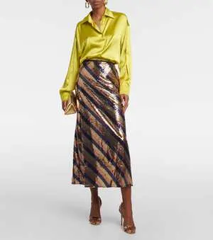 Rixo Kelly Sequined Midi Skirt