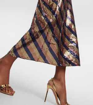 Rixo Kelly Sequined Midi Skirt