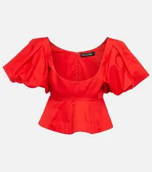 Oscar De La Renta Peplum Crop Top