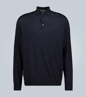 Loro Piana Ml Long-sleeved Wool Polo Shirt - Blue