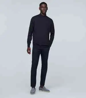Loro Piana Ml Long-sleeved Wool Polo Shirt - Blue