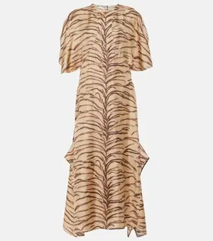 Stella McCartney Printed Silk Midi Dress - Beige