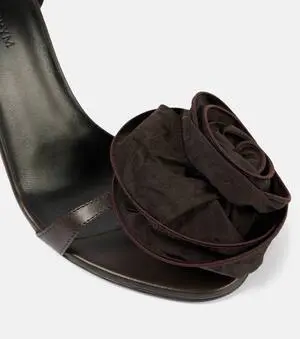 Magda Butrym Floral Appliqué Satin Sandals - Brown