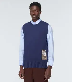 GR10K Embroidered Cotton Sweater Vest