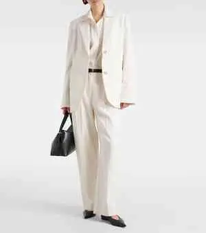 TOTEME High-rise Wide-leg Silk And Cotton Blend Trousers - White