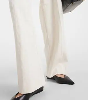 TOTEME High-rise Wide-leg Silk And Cotton Blend Trousers - White