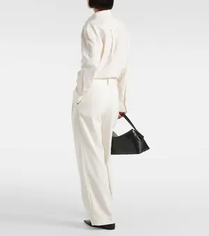 TOTEME High-rise Wide-leg Silk And Cotton Blend Trousers - White