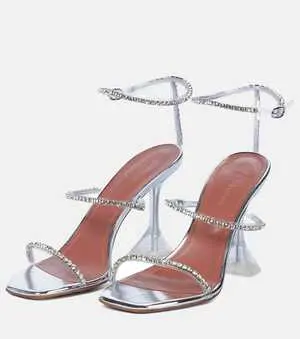 Amina Muaddi Gilda Embellished Pvc Sandals