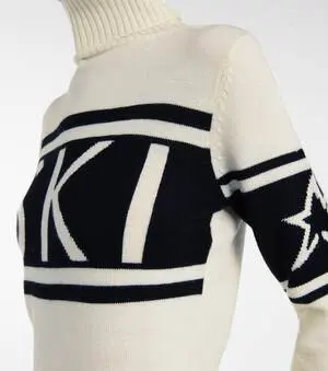 Perfect Moment Schild Intarsia Wool Turtleneck Sweater - White
