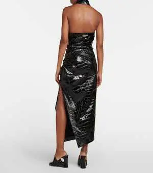 Alaïa Asymmetric Croc-effect Midi Dress