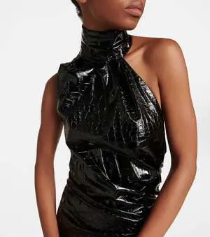 Alaïa Asymmetric Croc-effect Midi Dress