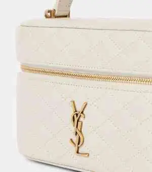 Saint Laurent Gaby Mini Quilted Leather Vanity Bag - White
