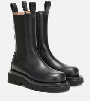 Bottega Veneta Lug Leather Ankle Boots