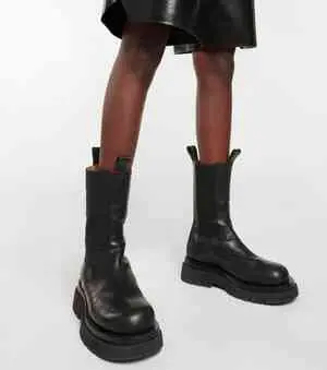 Bottega Veneta Lug Leather Ankle Boots