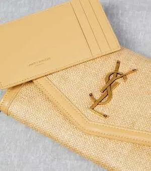 Saint Laurent Uptown Raffia Wallet On Chain