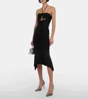 Alexandre Vauthier Halterneck Jersey Midi Dress