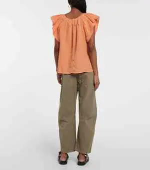 Velvet By Graham & Spencer Ava Linen Top - Orange