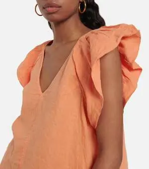 Velvet By Graham & Spencer Ava Linen Top - Orange