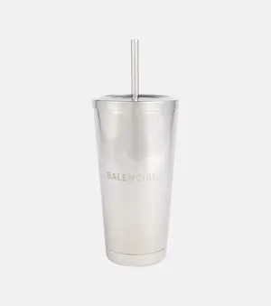 Balenciaga Logo Stainless Steel Travel Cup - Silver