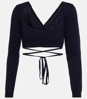 PATOU Cropped Wool And Cashmere Sweater - Black