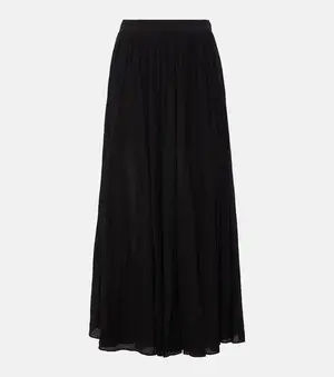 TOTEME Plisse Cotton-blend Maxi Skirt - Black